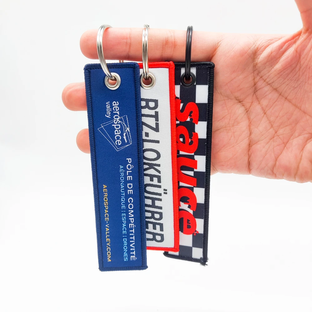 Customized Nylon Webbing Double-sided Logo Wristband Keychain - Buy ...