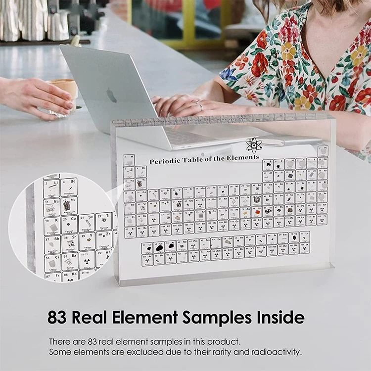 Clear Acrylic Periodic Table With Real Elements Display Chemistry ...