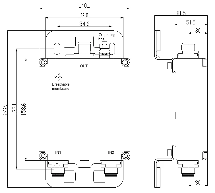 Double Unit Ibs Dual Band Combiner 1710-1880 1920-2690mhz 4.3-10 Female ...