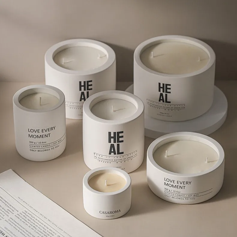 Luxury Minimalist Simple White Ceramic Scented Candles With 10oz 15oz ...