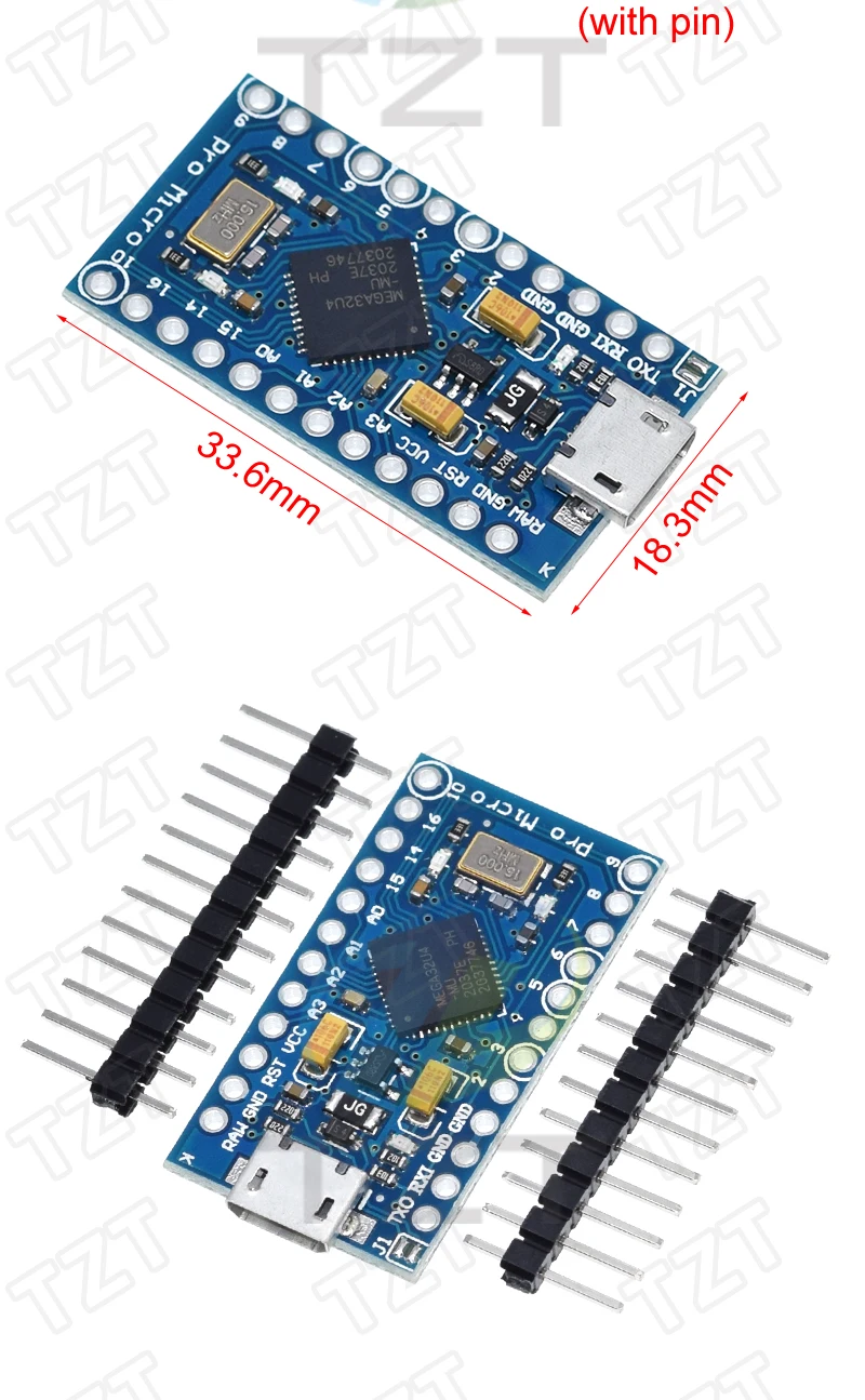 TZT Pro Micro ATmega32U4 5V 16MHz Replace ATmega328 For Arduino Pro ...