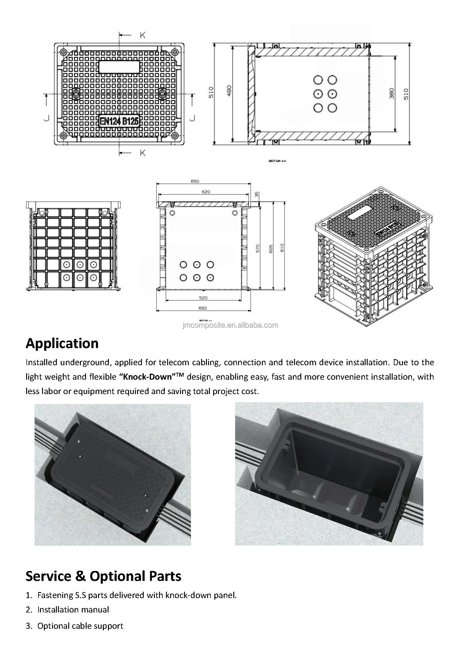 Underground Cable Junction - Durable Manhole Box JM-MH520X380X570