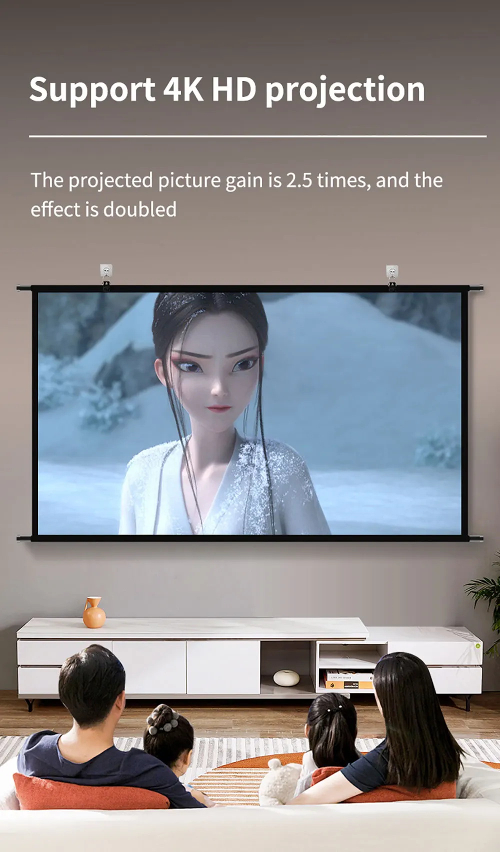 84inch 16:9 4K Wall Mounted ALR Projector Screen - Lejiada