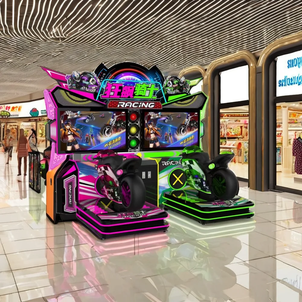 2P Indoor Arcade Racing Simulator Metal Moto Racing Game Machine 220V ...