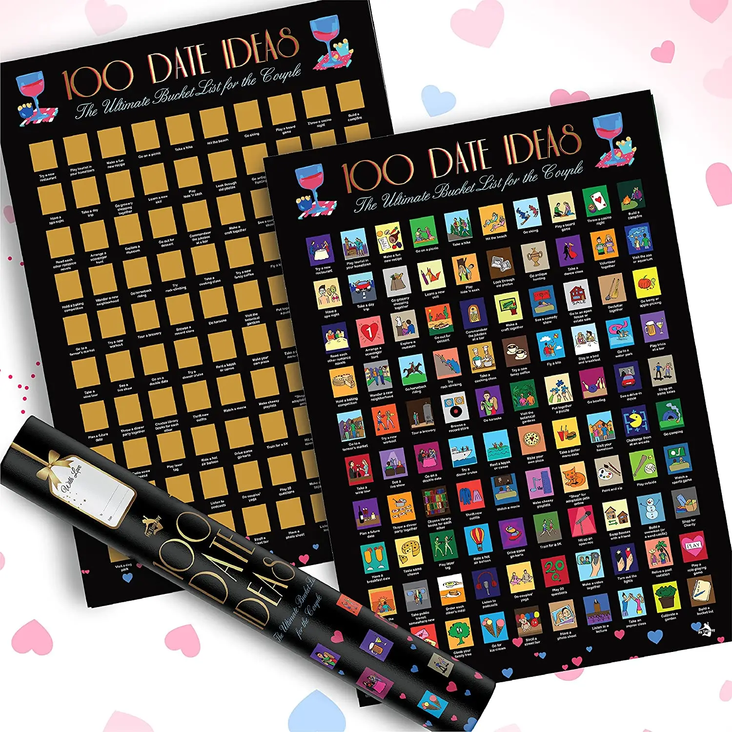 100 Dates Scratch Off Poster Couples Bucket List Couples Gift for ...