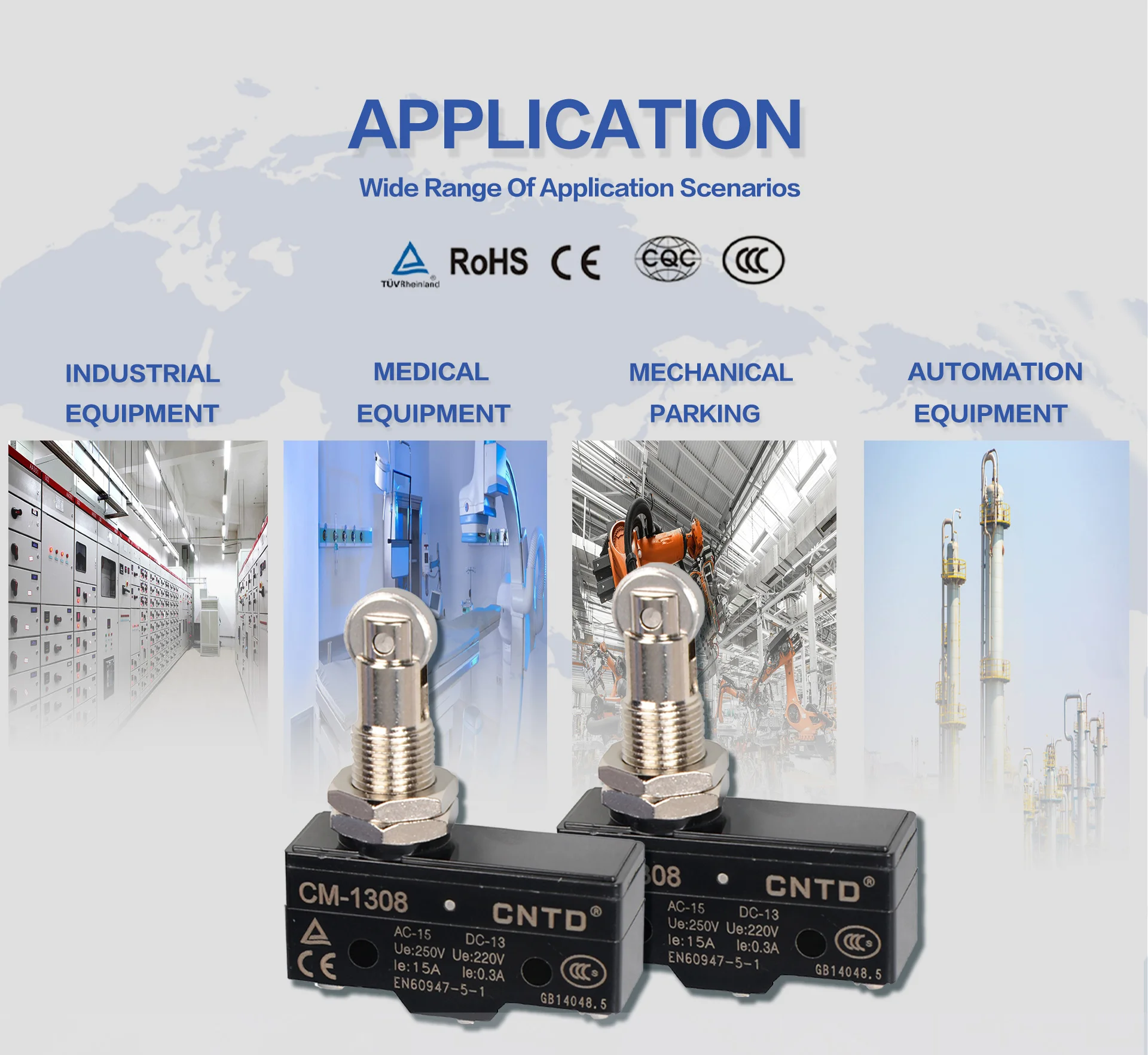 CNTD 15A 250V Micro Switch Limit Switch Plastic Panel Mount Push Plunger Actuator Maximum ...