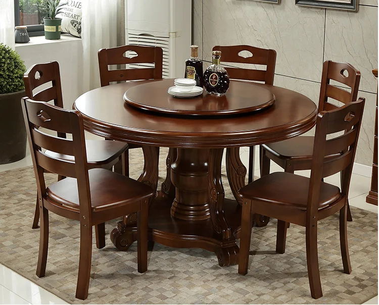 8 Seat Wooden Rotating Dining Round Table And Chair Set - Buy Upscale ...