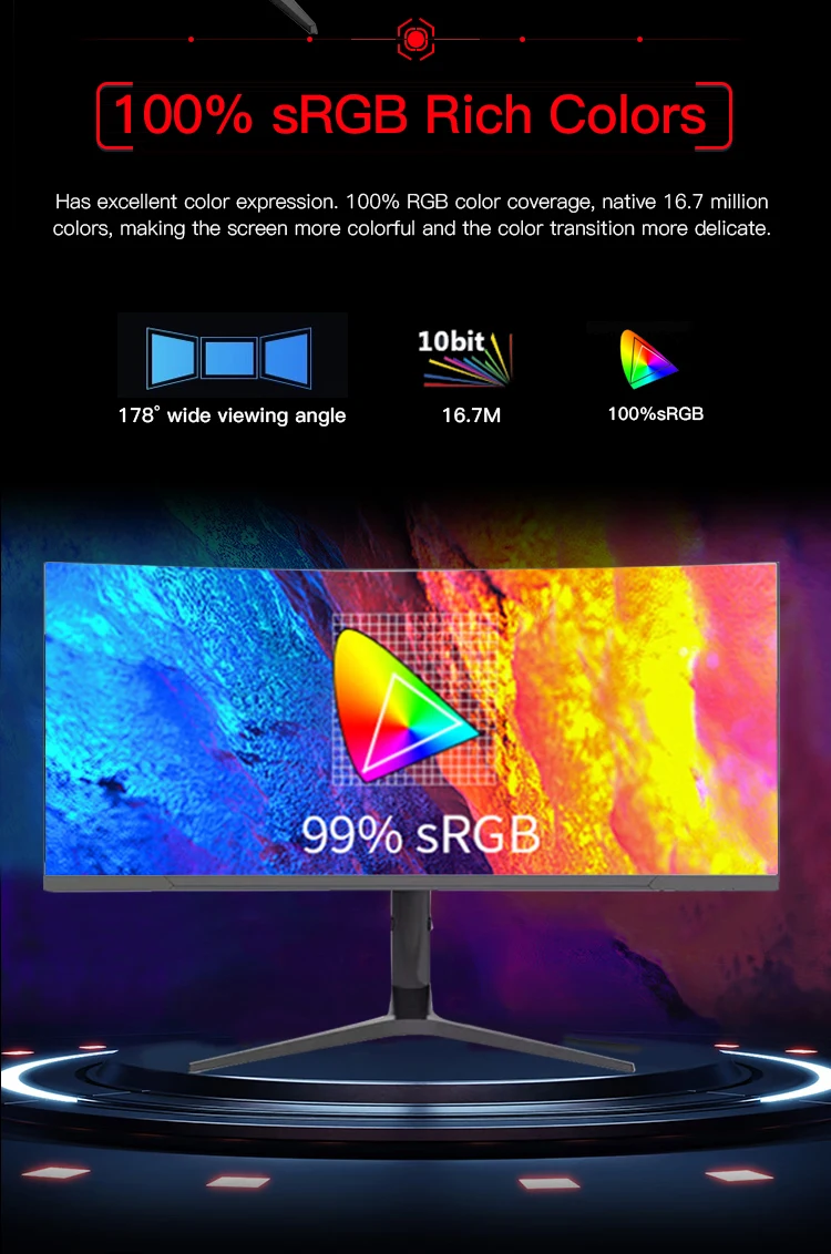 32 Inch 34 Inch 4K 144Hz Curved Gaming Monitors Desktop PC Computer ...