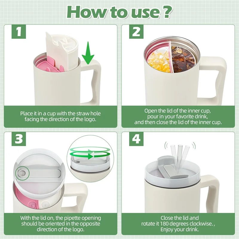 2-in-1Drink Separator Silicone Liner Reusable Inner Cup Tray Silicone ...