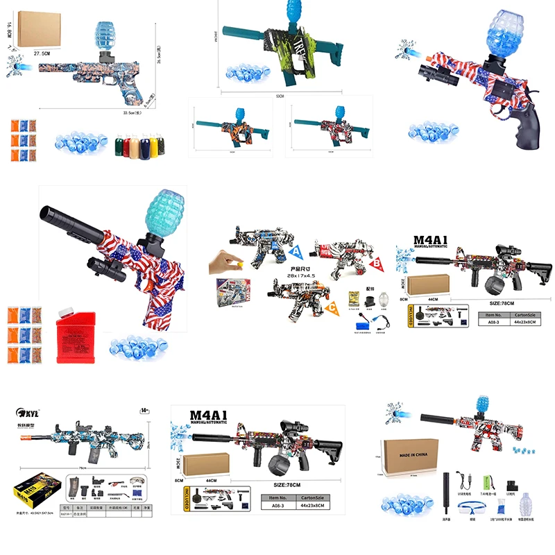 Kids Electric Gel Blaster Splatter Water Bullet Toy Gun Ak47 M416 M4a1 M4 Shell Ejecting Nerf ...