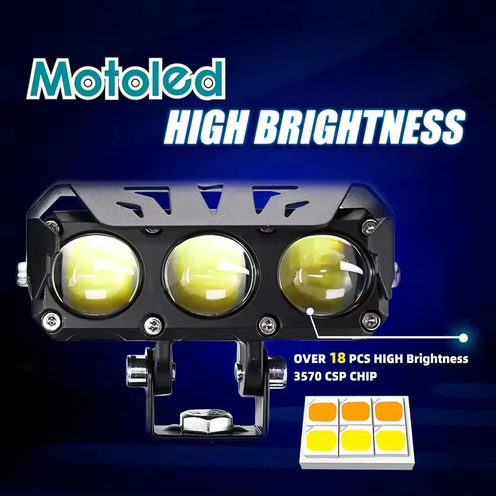 MOTOLED Motorcycle Spotlight - 3800LM Dual Color LED Lights