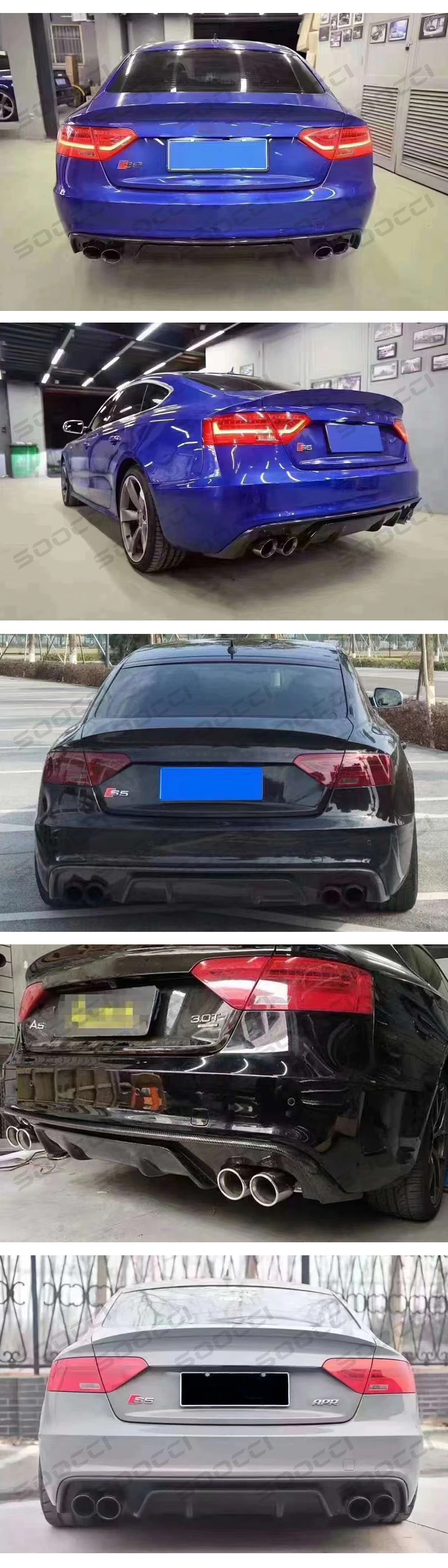 Carbon Fiber RG Style Rear Diffuser for Audi S5 B8.5 A5 Sport SLINE ...
