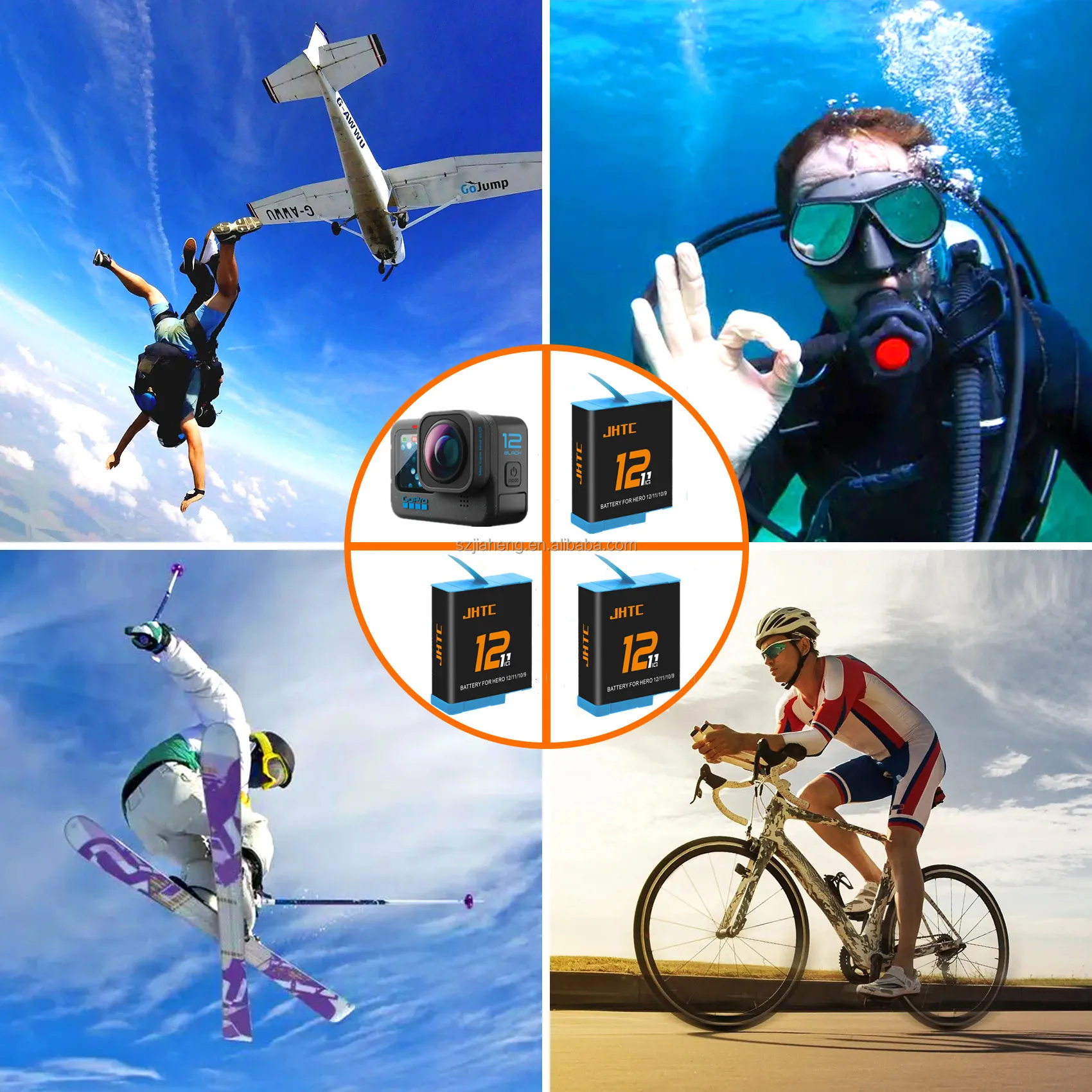 Jhtc Customizable For Gopro Hero 9 10 11 12 Battery Action Camera Pack ...