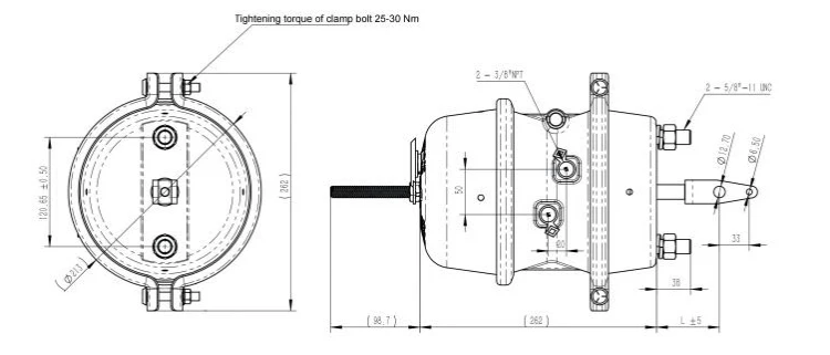 China Factory Heavy Duty Truck Air Brake Chamber T30/30 Double Air ...