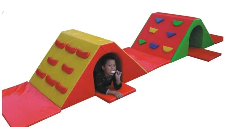 Indoor Baby Climbing Soft Play Equipment Set Pink Plastic Slide And ...