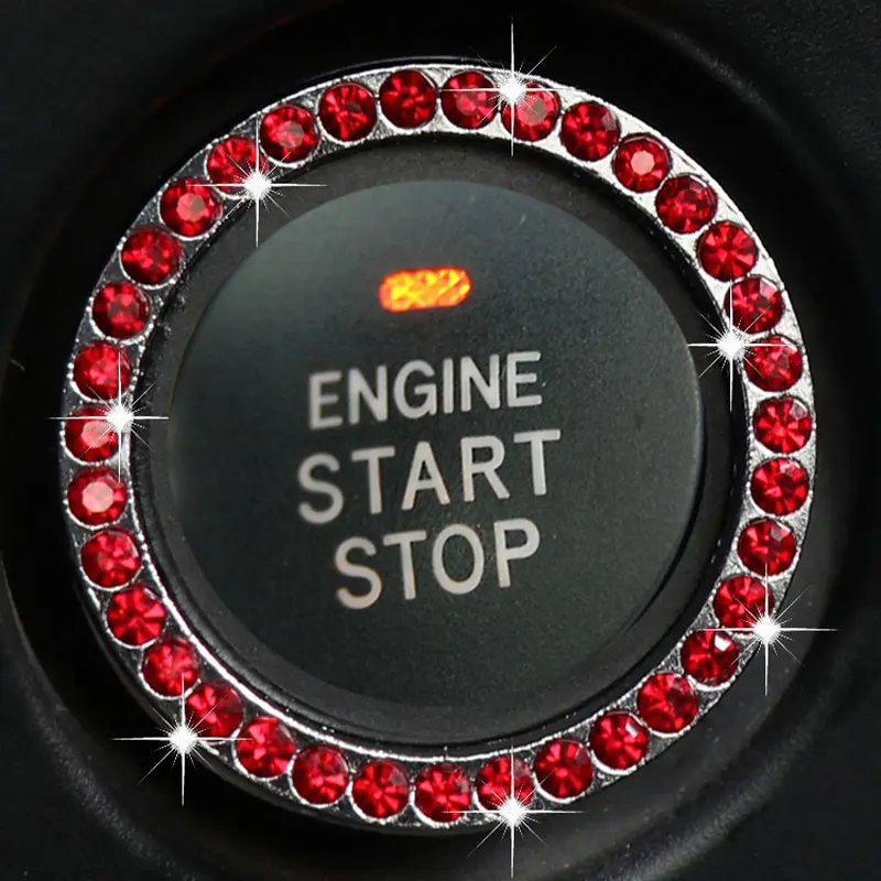 Car Crystal Rhinestone Start Engine Ignition Button Key Knobs Bling ...