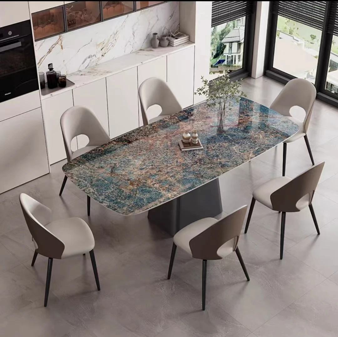 Minimalistic Luxury Modern Rectangular Rock Top Stainless Steel Italian ...