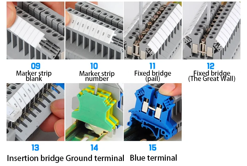 Uk 3n Screw Terminal Block For Din Rail Connection, 24-14 Awg, Oem