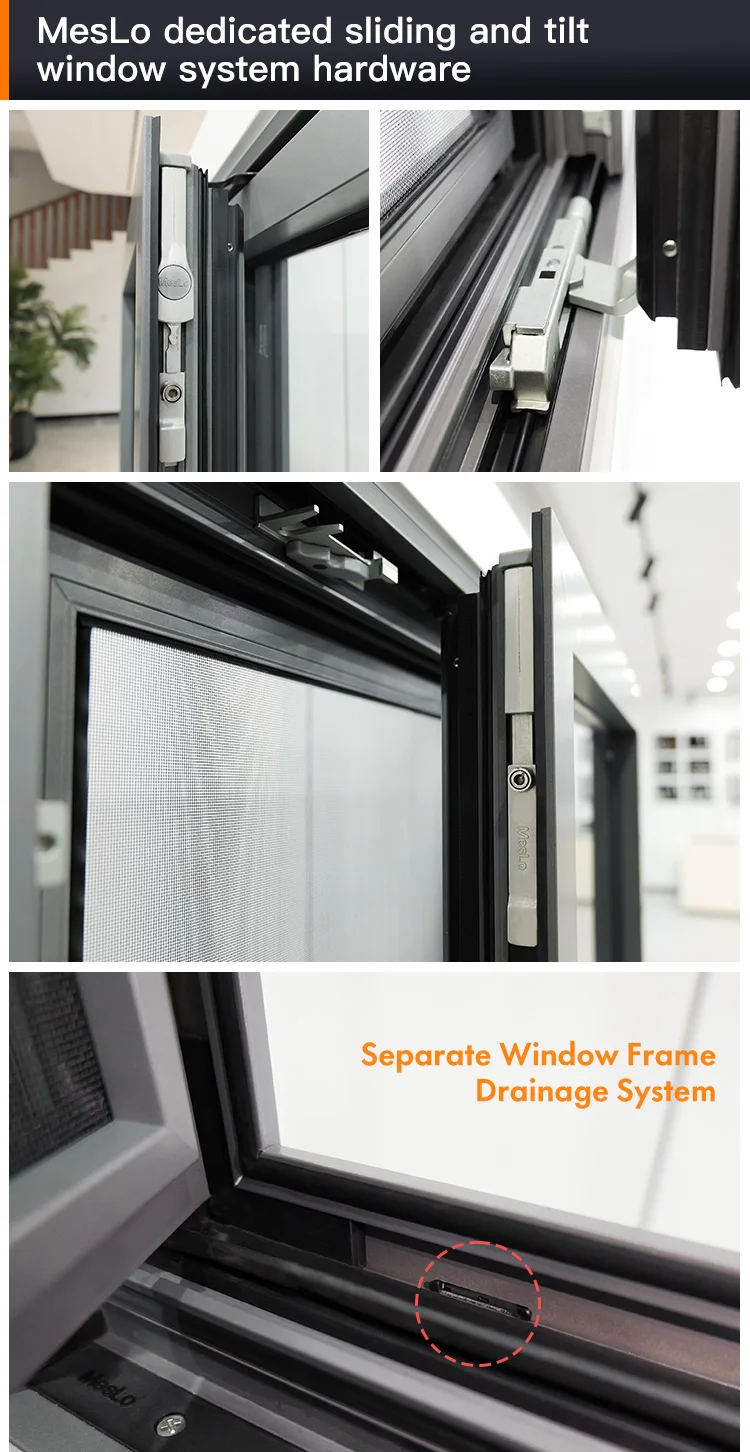 Thermal Break Aluminum Drifting Windows Double Glazing French Window ...