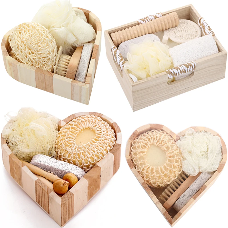 Natural Wooden Bucket-Packed Spa Body Skin Cleaning Set