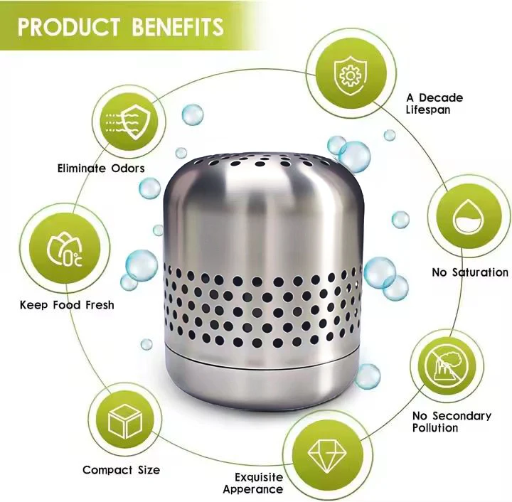 Portable Solid Stainless Steel Refrigerator Deodorizer