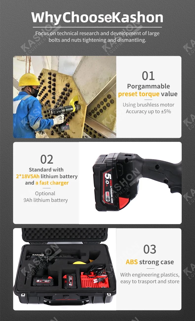 Intelligent Cordless Battery Powered Torque Wrench 480-3000nm