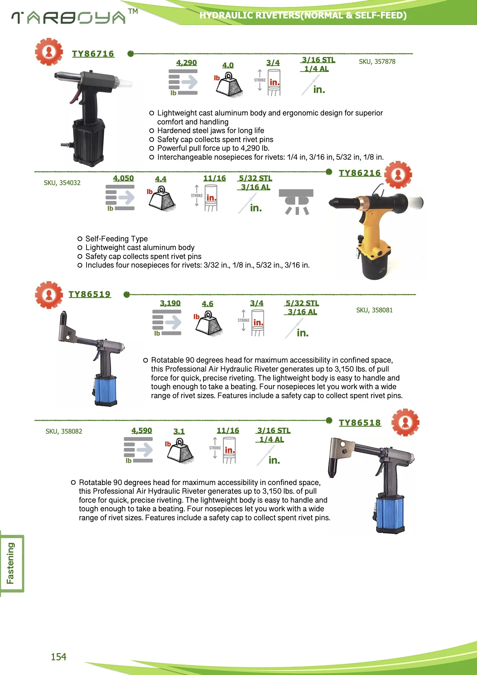 Commercial Pneumatic Riveter - Easy Pull of Stainless Steel Rivets