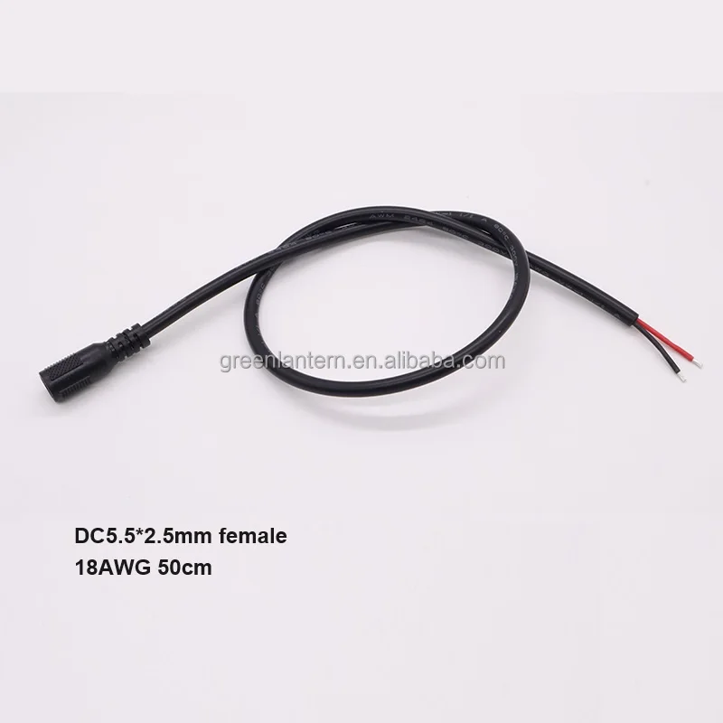 18awg High Quality Dc5.5x2.5mm Female Dc Connector Cable Wire 50cm ...
