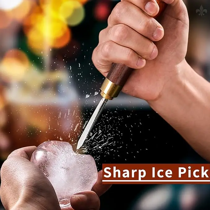 Wood Handle Ice Breaker Tool Short Wood Handle Ice Pick - Stainless ...