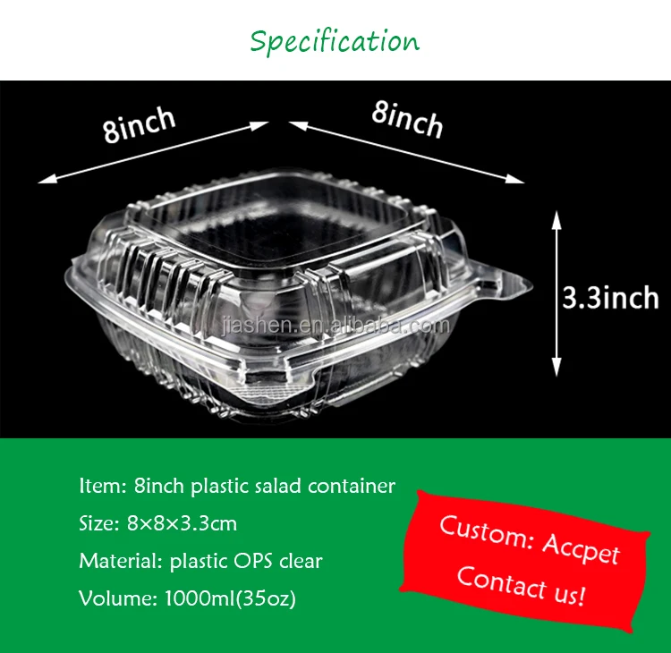 Clear Plastic Hinged Clamshell Disposable Take Out Food Container 8 X 8 ...