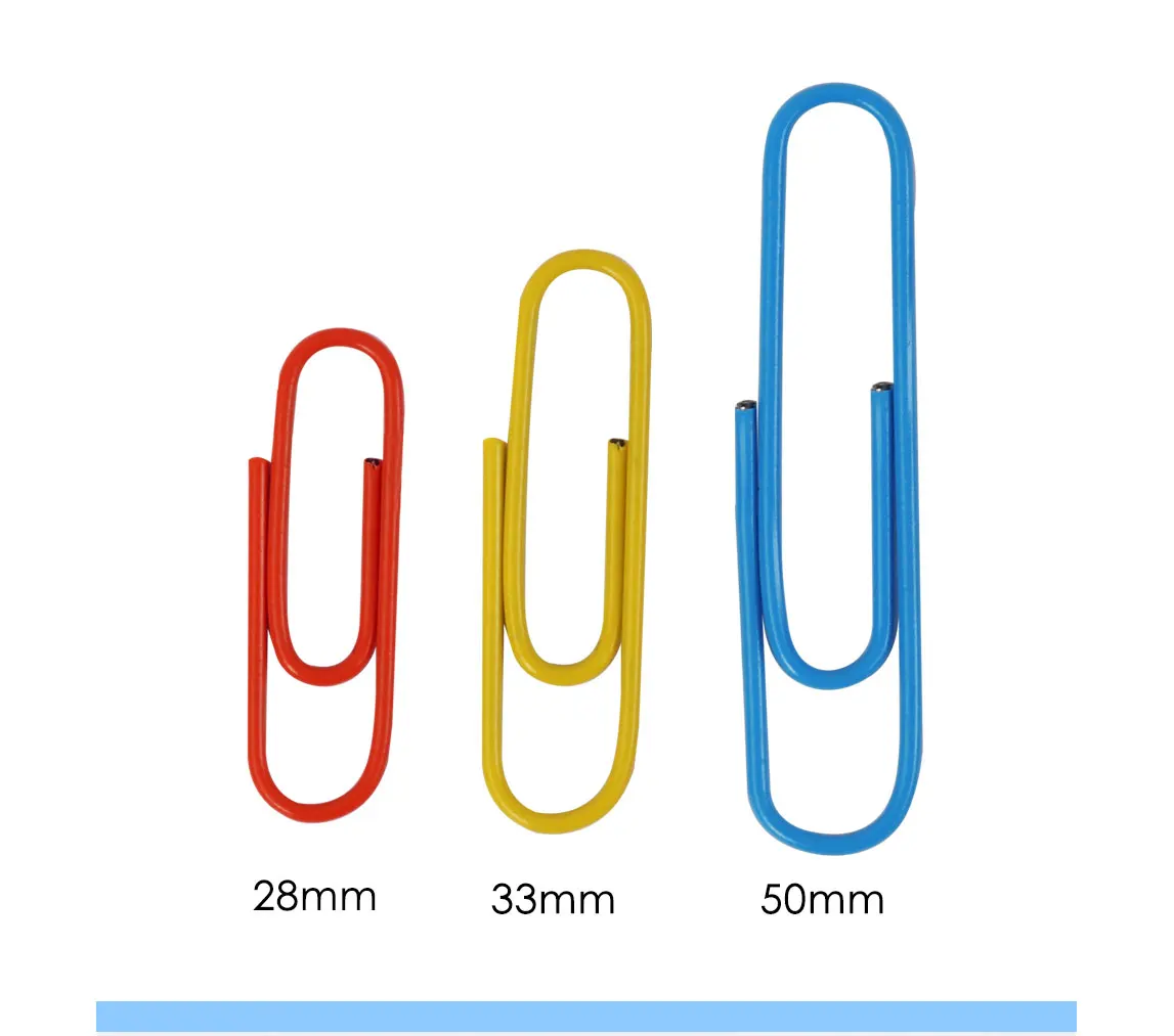 Foska Popular 28mm 33mm 50mm Colorful Office Plastic Paper Clips
