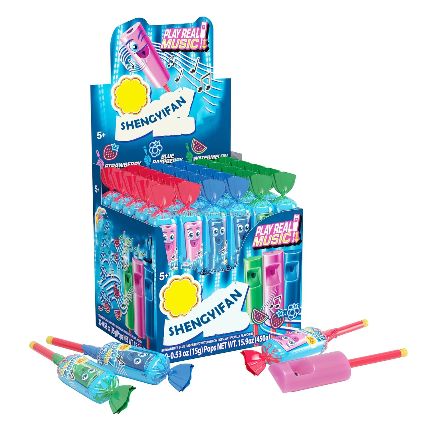 Halal Candy Whistle Shape - Enjoy Fruit Flavored Lollipops