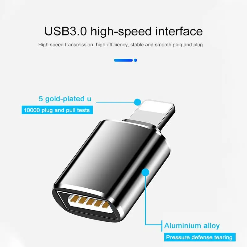 Usb3.0 Female Connector Lightn-ing To Usb Otg Camera Adapter For Phone ...