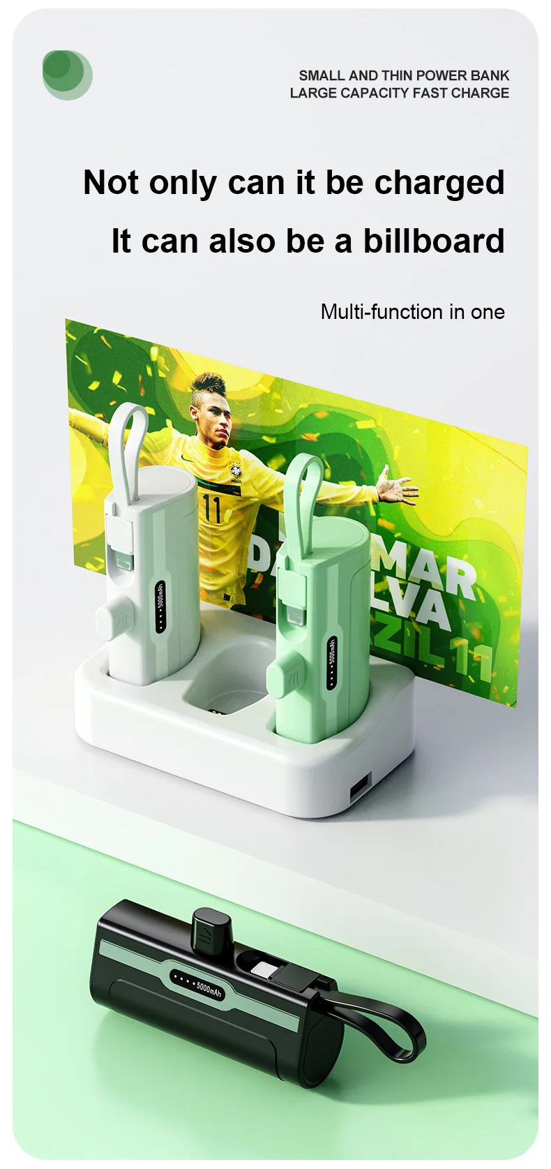 2in1 Powerbank 5000 Mah Battery Small Portable Charger Lithium Battery ...