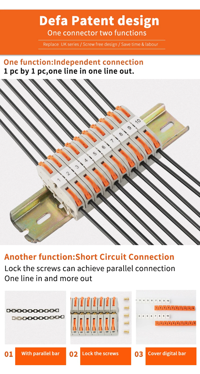 Defa Pct-211 Din-rail Terminal Block 1in 1out Dual-function Parallel ...