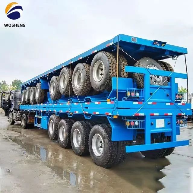 High Quality Container Transportation Tri Axles 20ft 40 Feet Flatbed ...