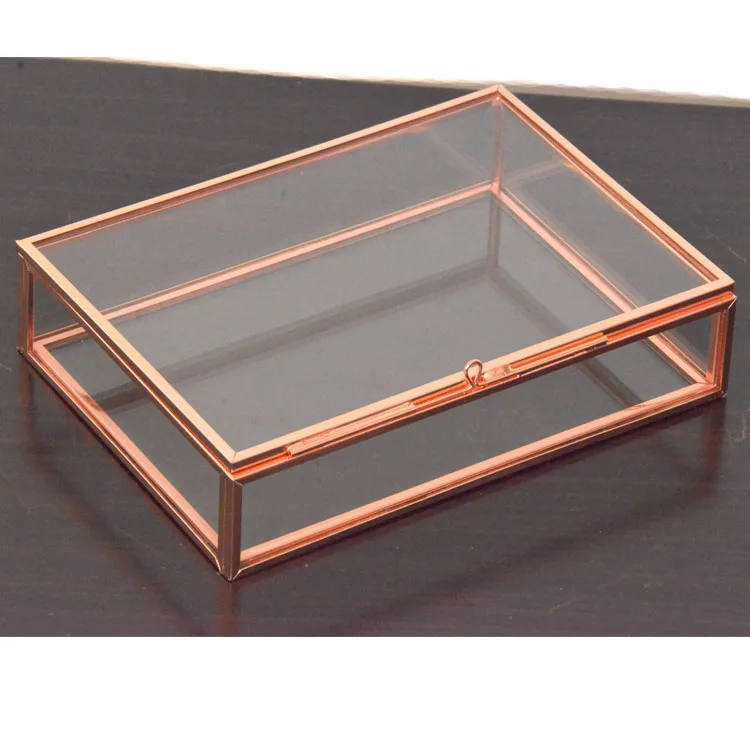 Customized Handicraft Lockable Transparent Luxury Rose Gold Sliding Box ...
