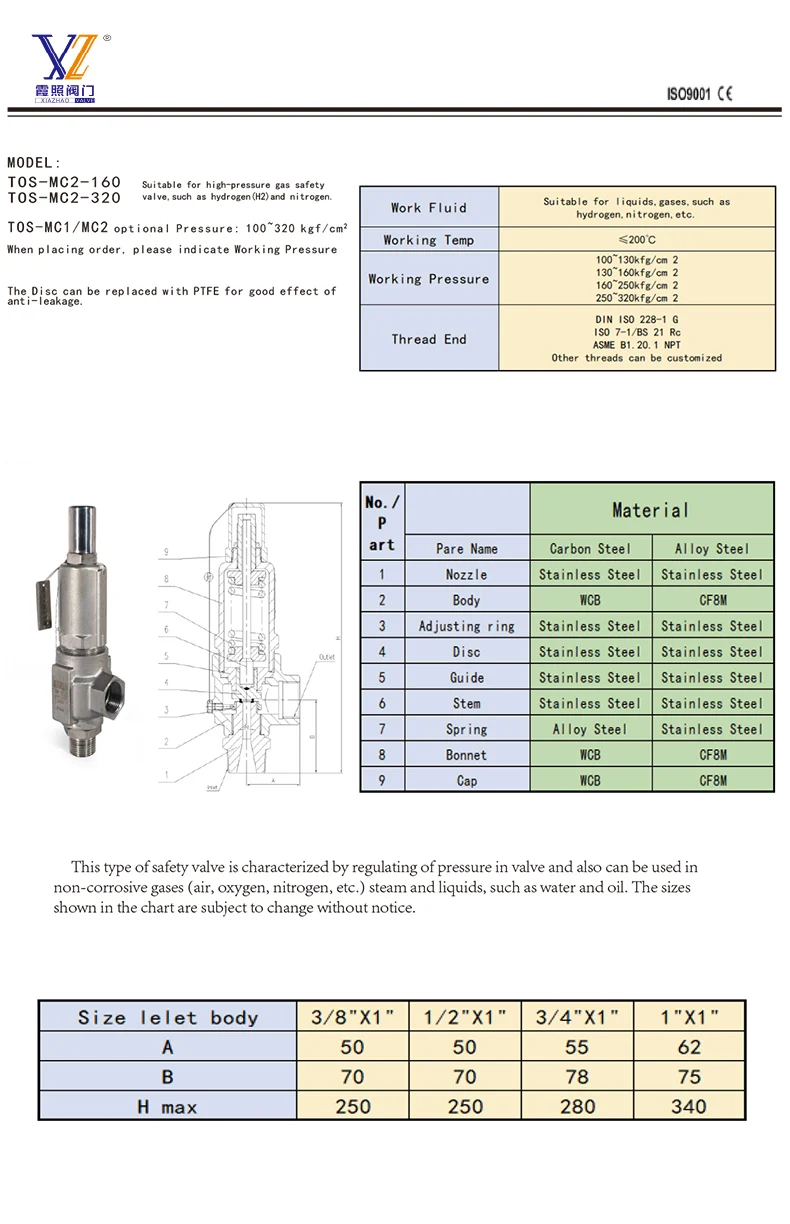 Customizable Stainless Steel Spring Loaded Safety Valve for Air Natural ...