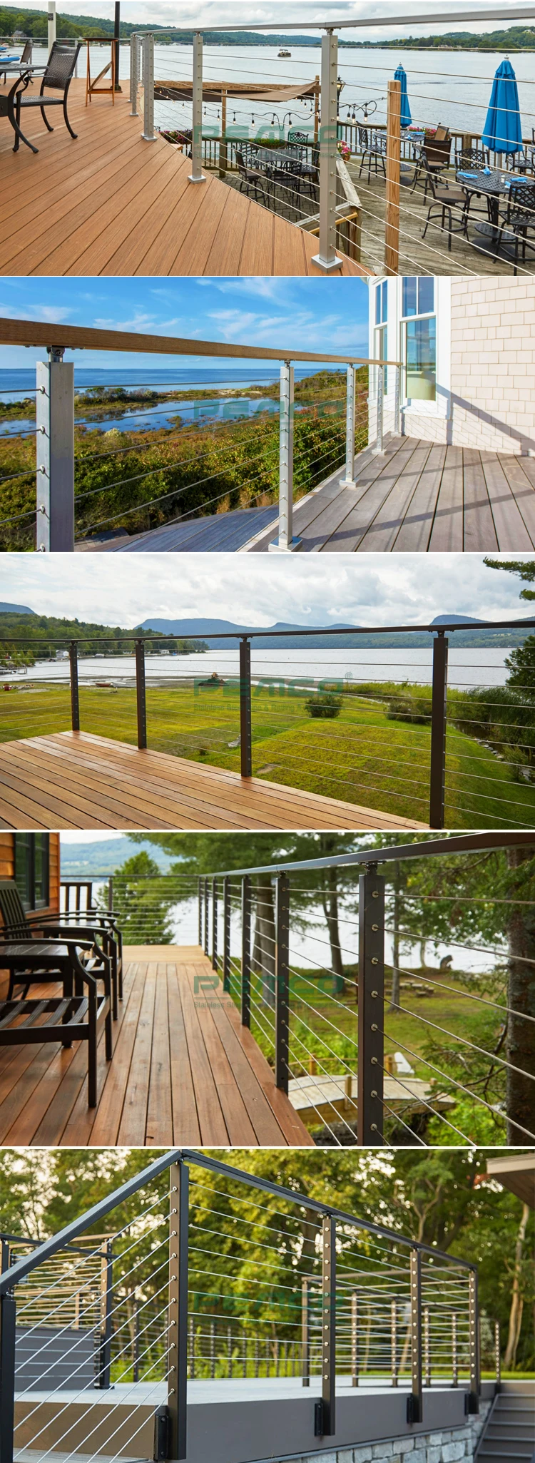 Exterior Black Deck Wire Rope Balustrade Cost - DIY Cable Railing System