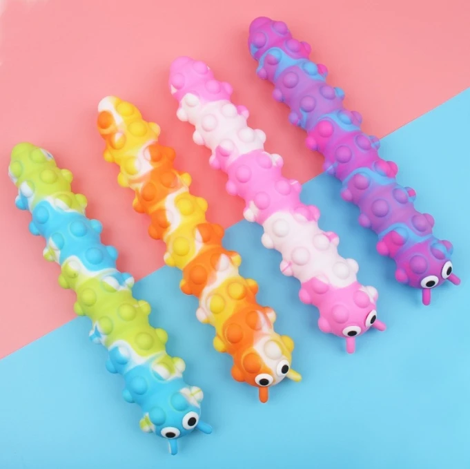 Wholesale 3d Cute Caterpillar Fidget Toy With Light Squeeze Push Bubble ...