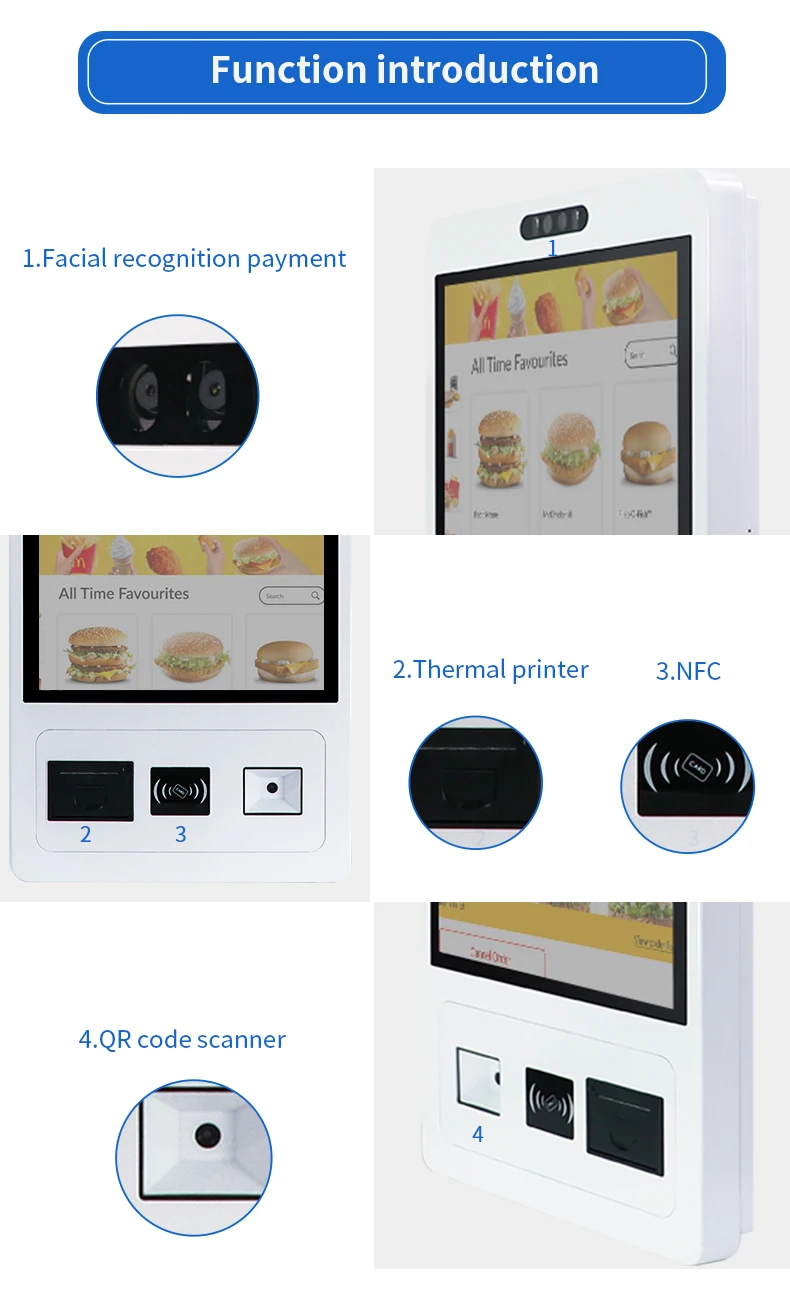 21.5 Inch Touch Screen Desktop Self Service Kiosk All In One Order ...