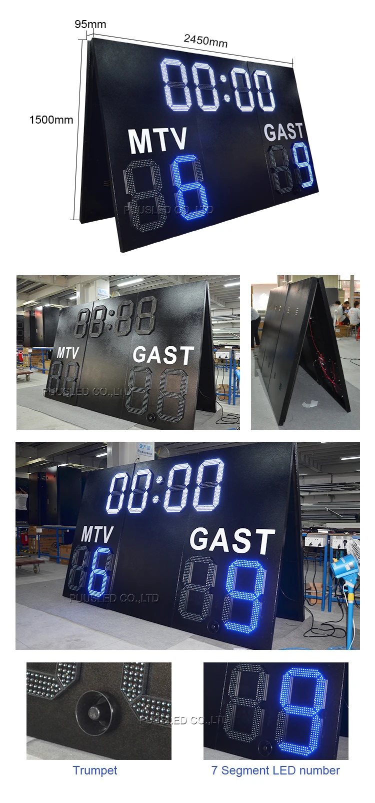 Hot Sale Outdoor Led Digital Sign 7sgements Scoreboard Led Football ...
