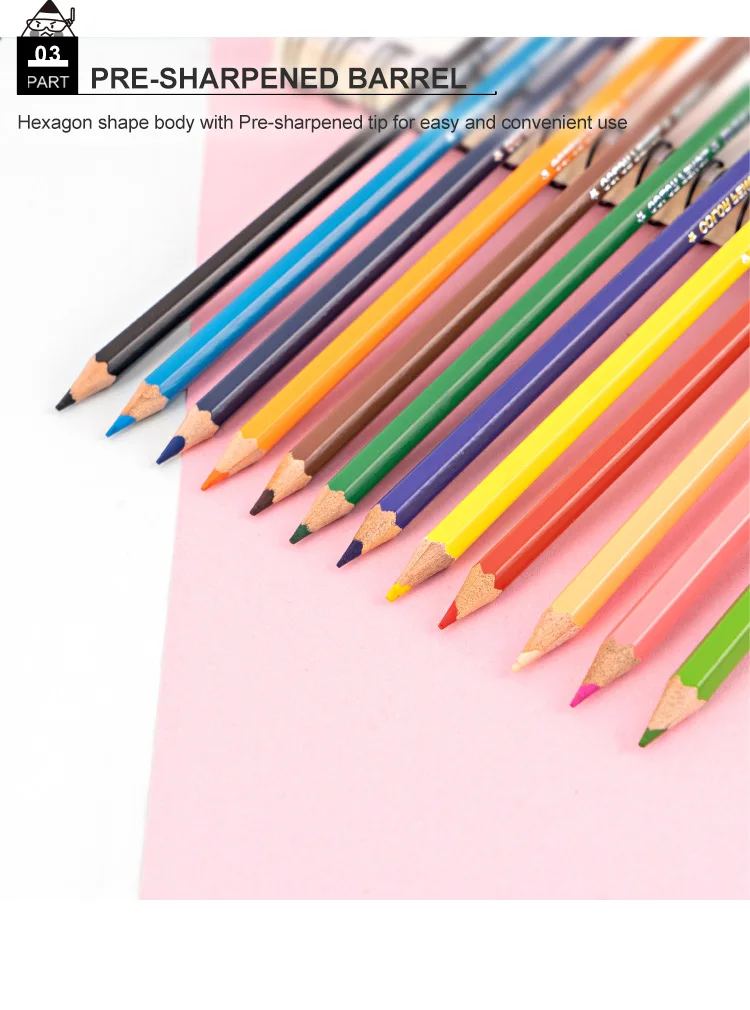 12 Colours Oil-Based Hexagonal Crayon Couleurs Drawing Sketching Pencil ...