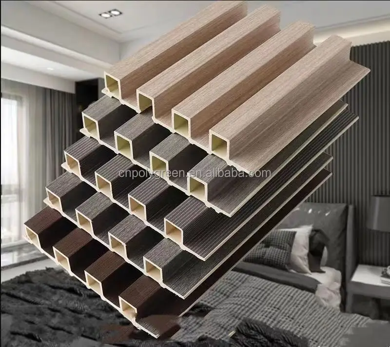 3d Interior Wooden Fluted Wpc Uv Decor Wall Panel Living Room Marble ...