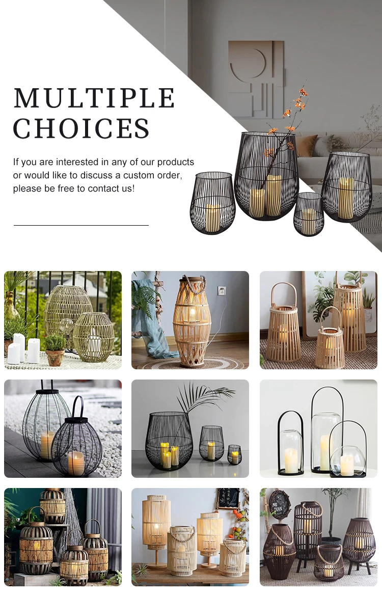 Decorative Indoor Lanterns Floor Rattan Weaving Lantern Bamboo Woven ...