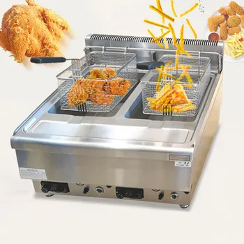 Stainless Steel Table Top Counter Gas Deep Frying Double Basket Double ...