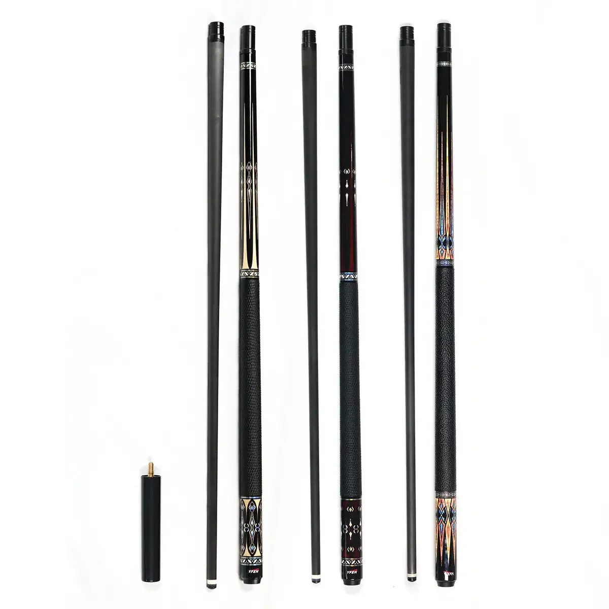 Premium Yfen Leather Grip Carbon Fiber Pool Cue - 58" Genuine Maple ...