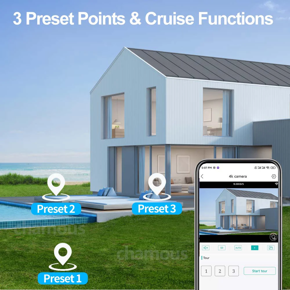 9MP 4K Three Lens Dual Screen IP CCTV Camera - Outdoor Security