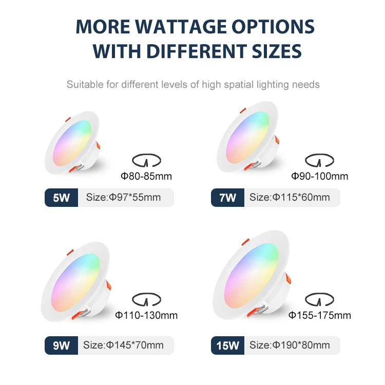 Zigbee Wifi Cct Tuya Surface Recessed Ceiling Rgbw Rgb Led Down Lights ...