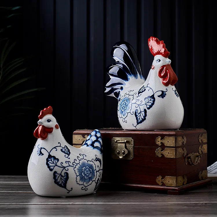 Vintage Ceramic Rooster and Hen Ceramic Ornaments Handmade Ceramic ...
